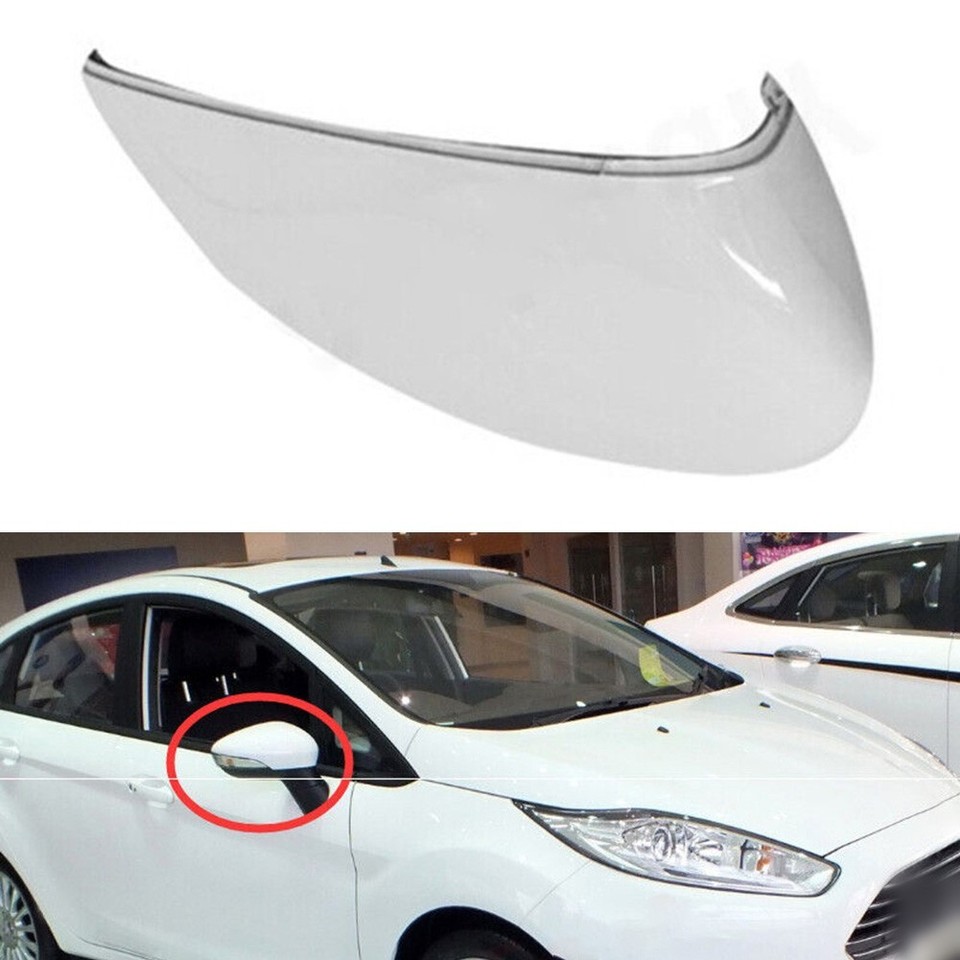 1*-White Right Driver Side Wing Mirror Cover Cap For Ford Fiesta MK7 ...