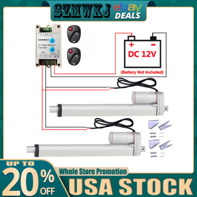 2 Dual 12V Electric Linear Actuator W/ Wireless DC Motor Controller ...