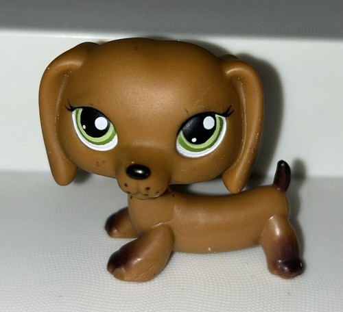 Littlest Pet Shop #307 139 Brown Tan Dog Puppy Dachshund LPS Green Dot ...