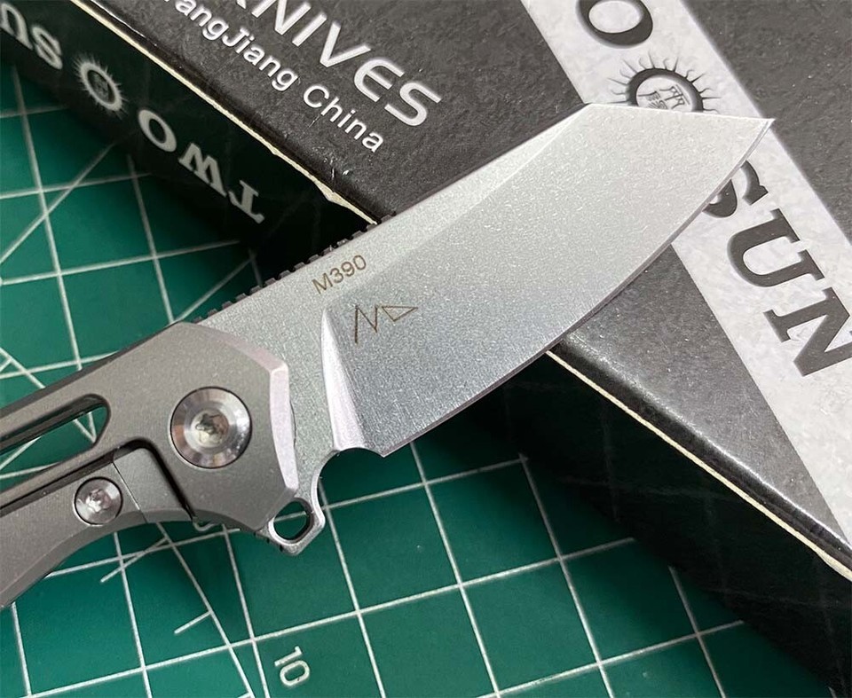 TWOSUN FLIPPER POCKET MINI MICRO KNIFE TITANIUM CF M390 TS35-FireAnt ...