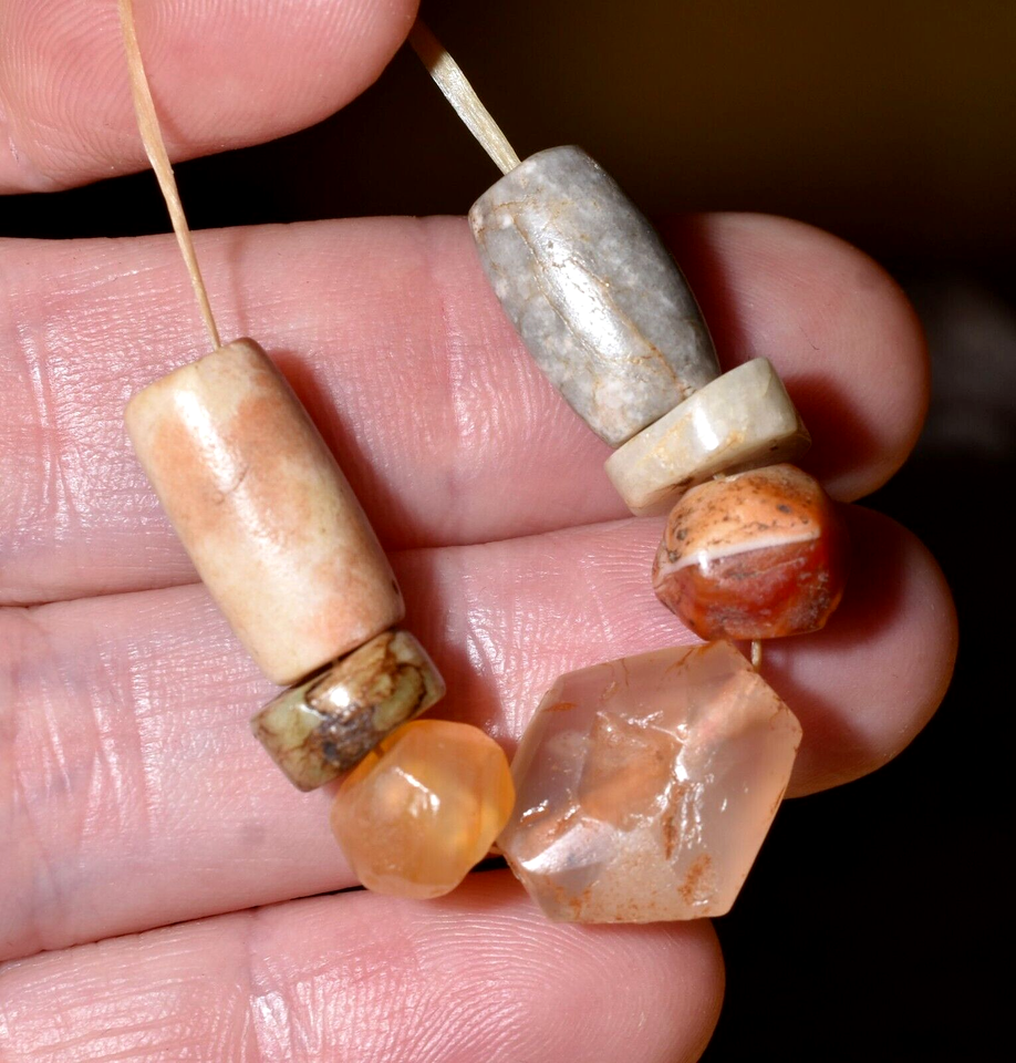 Ancient Excavated Agate & Stone W One Czech Glass Trade Beads Mali ...