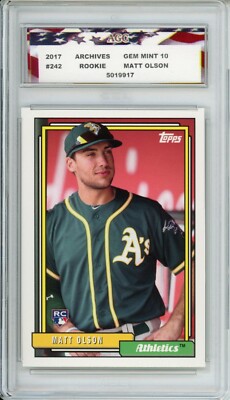 2017 Topps Archives #242 Matt Olson AGC 10 Gem Mint Rookie Card Braves ...