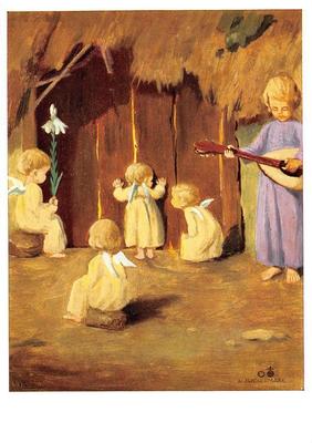 vintage blank greeting cards ARS SACRA Schönermark"angel looks the ...