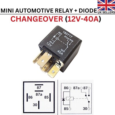 12V-40A Peak 80A 5Pin Mini Relays Changeover + Diode 12V-30A Peak 60A ...