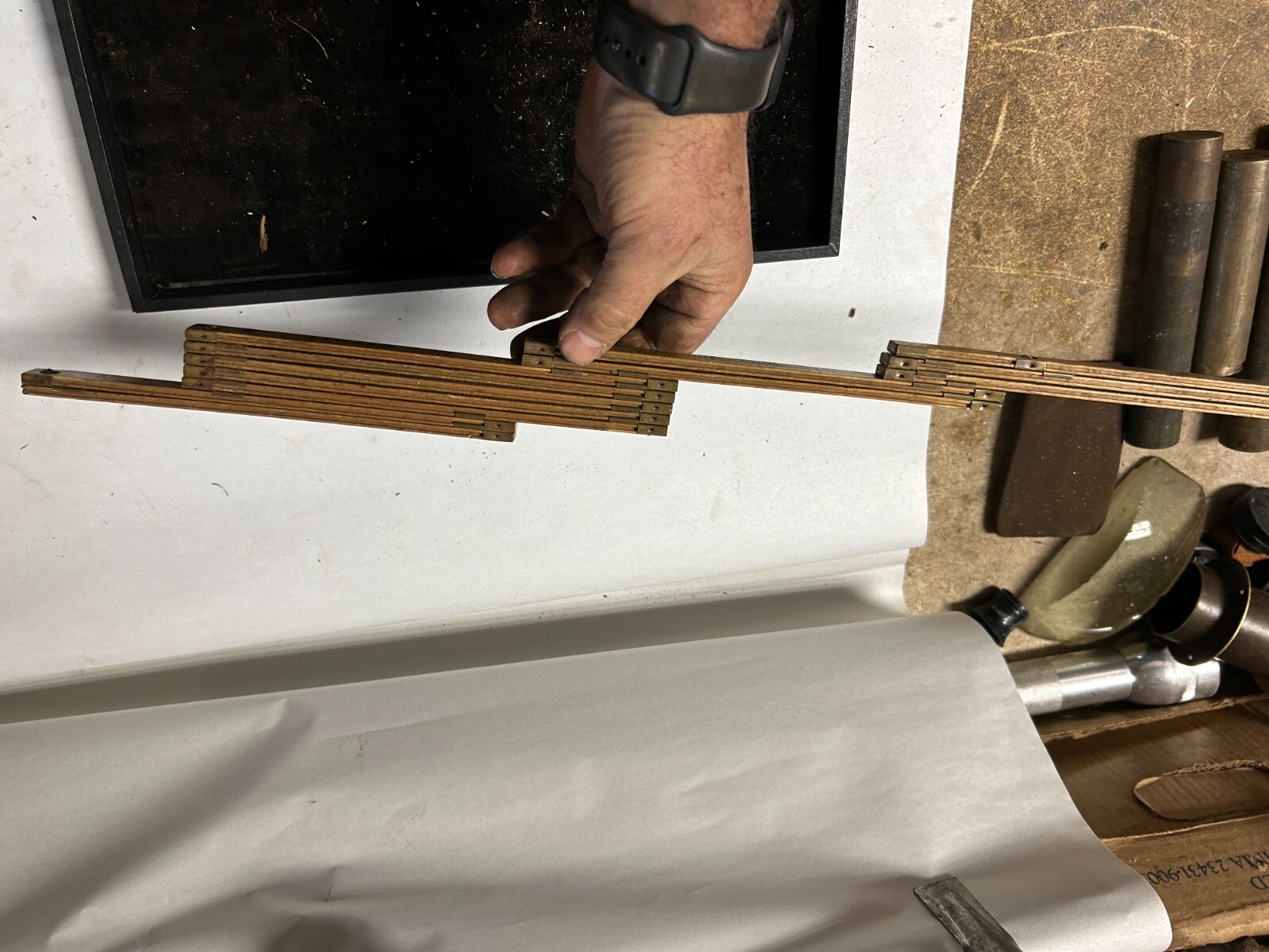 MACHINIST TOOL LATHE MILL Vintage Interlox Folding Slide Wood Ruler ...