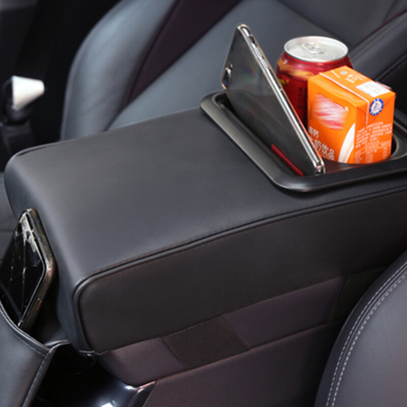 US Car Armrest Center Console Box Cup Holder Storage Bracket PU Leather ...
