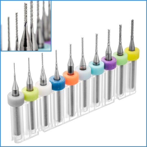 10pcs 0.5mm - 1.4mm Carbide Corn Cutter 3.175mm Shank CNC Mill Drill ...