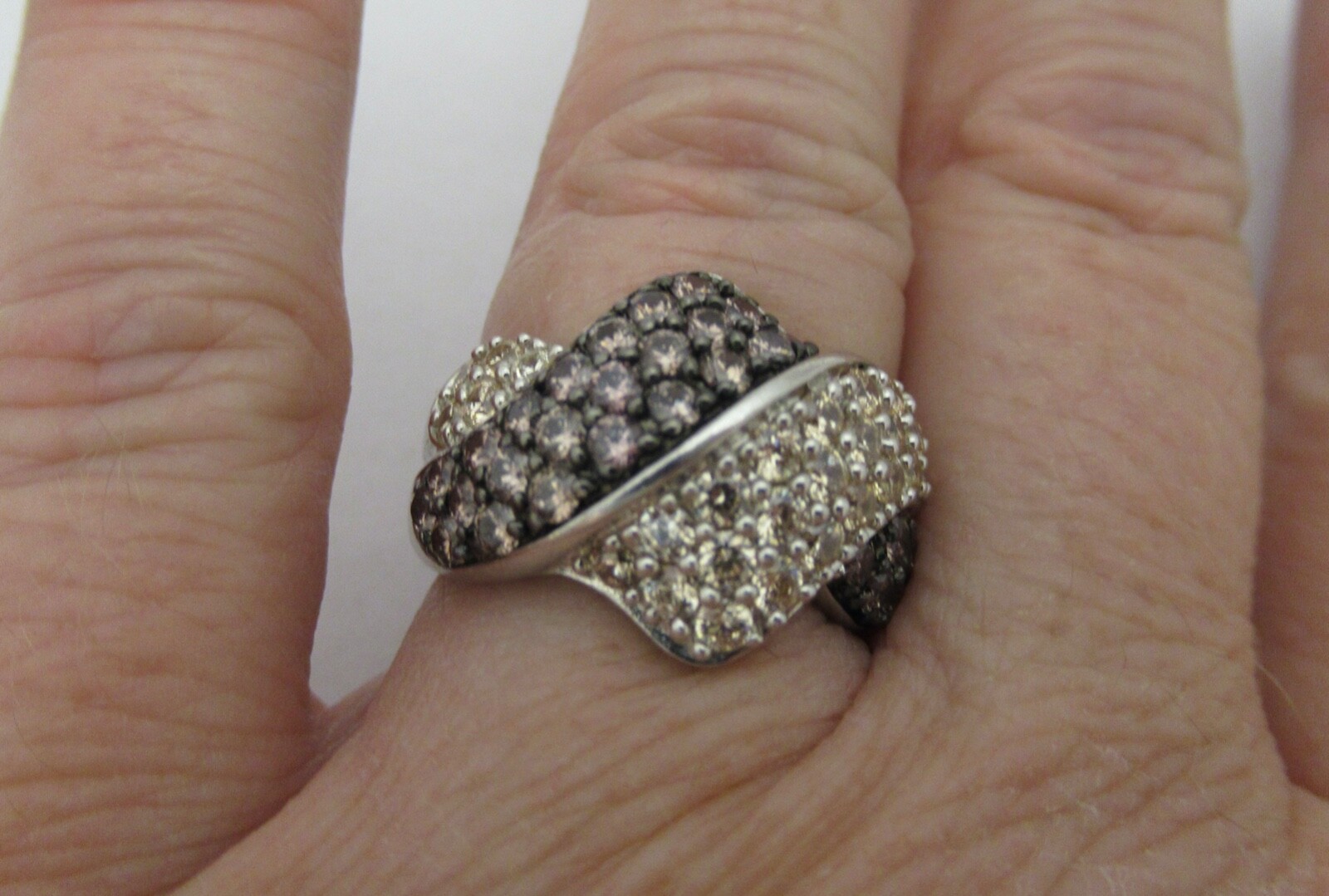 MEDA Designer 925 Sterling Silver Champagne CZ Ring Size 6 Elegant | eBay