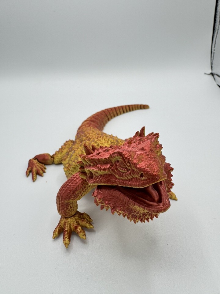 9” Bearded Dragon Lizard Articulated Figure 3D Printed Collectable Red ...