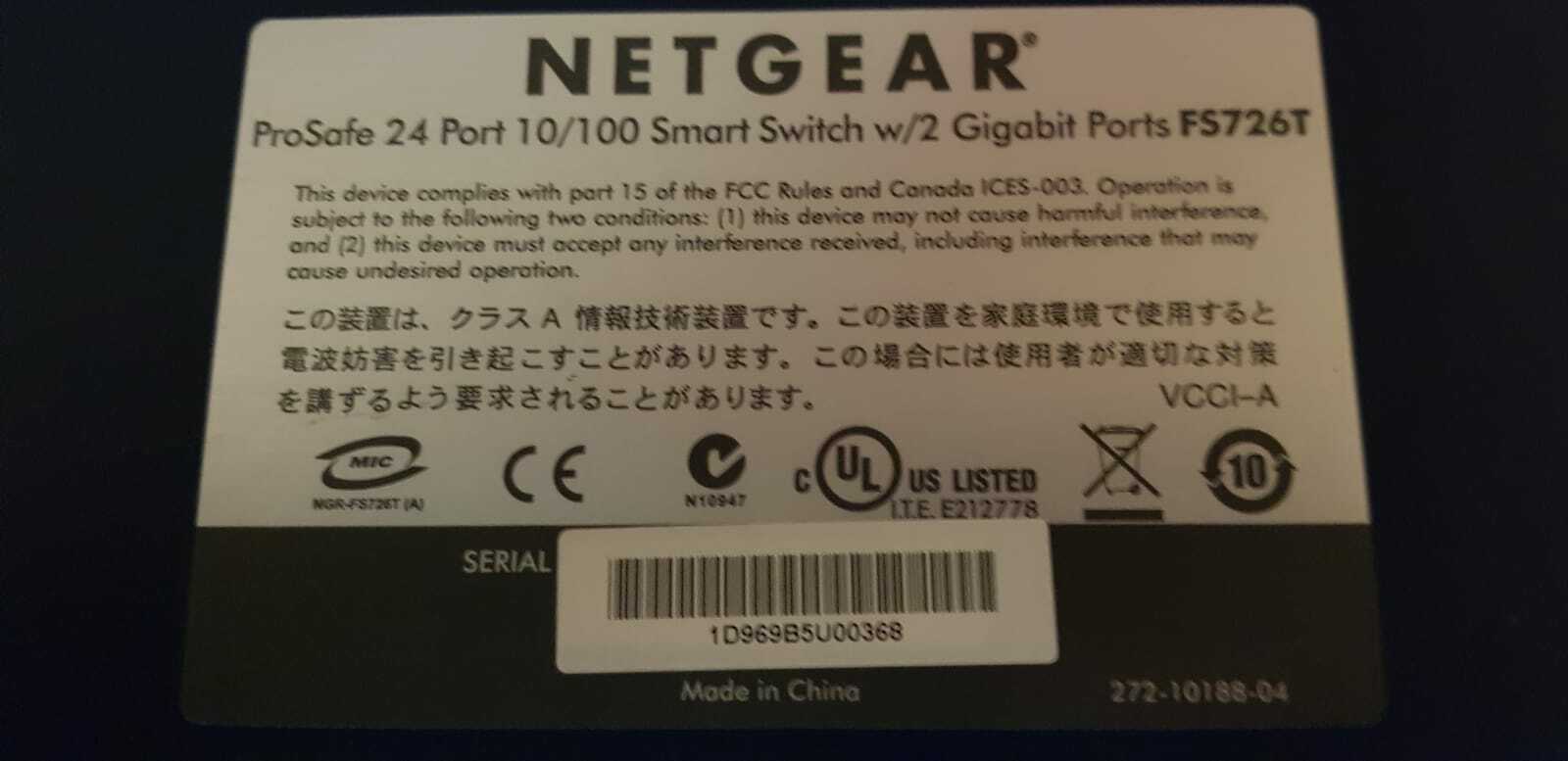 FS726T - Netgear - Netgear ProSAFE 24 Port Smart Switch FS726T | eBay