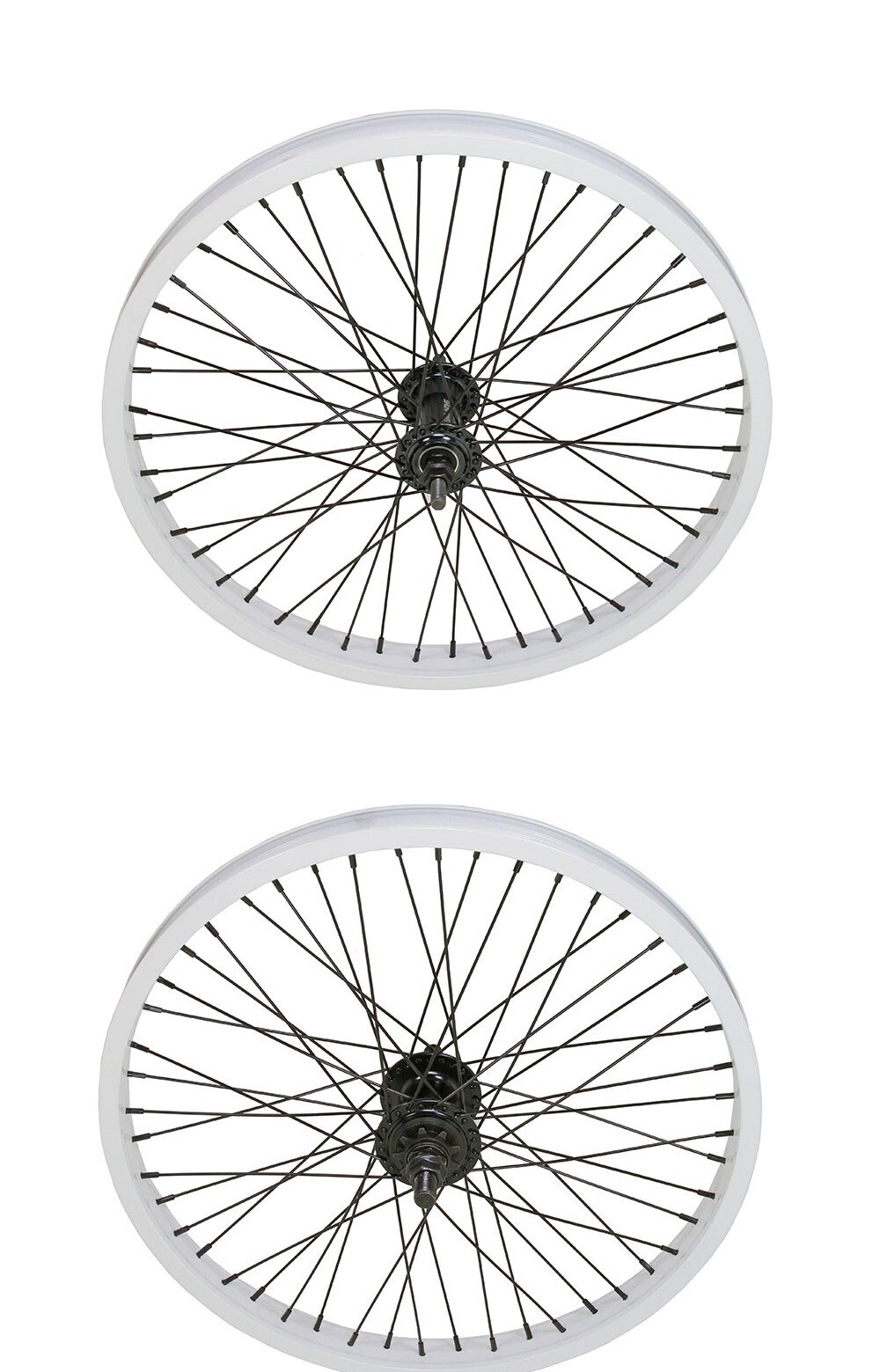 DOUBLE WALL WHITE BMX Bike Wheelset 9T Cog 48 Spokes Sealed bearing for ...