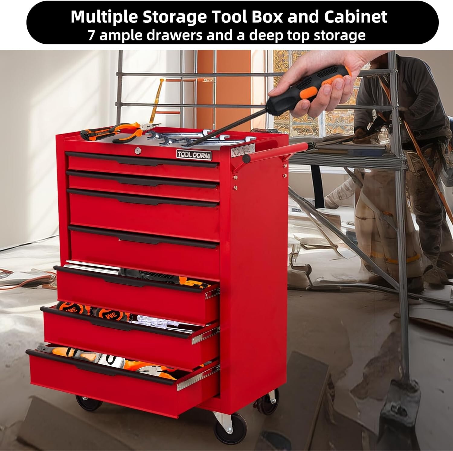 7 Drawers Rolling Tool Box Cart Tool Chest Tool Storage Cabinet w ...