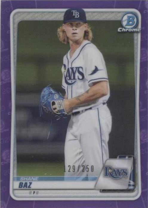 2020 Bowman Draft - Chrome Shane Baz #BD-10 Purple Refractor /250 (RC ...