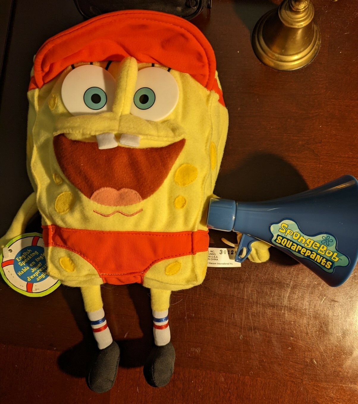 MATTEL SPONGE BOB SQUARE PANTS Plush Toy 2002 Viacom 8” w/Megaphone and ...