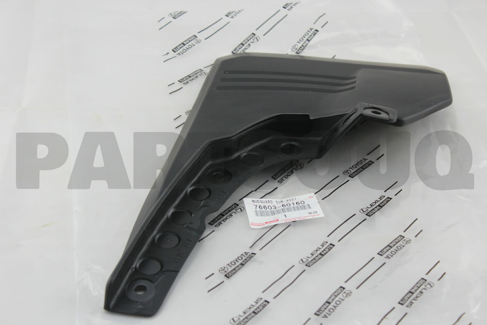7660360160 Genuine Toyota MUDGUARD SUB-ASSY, FRONT FENDER, RH 76603 ...