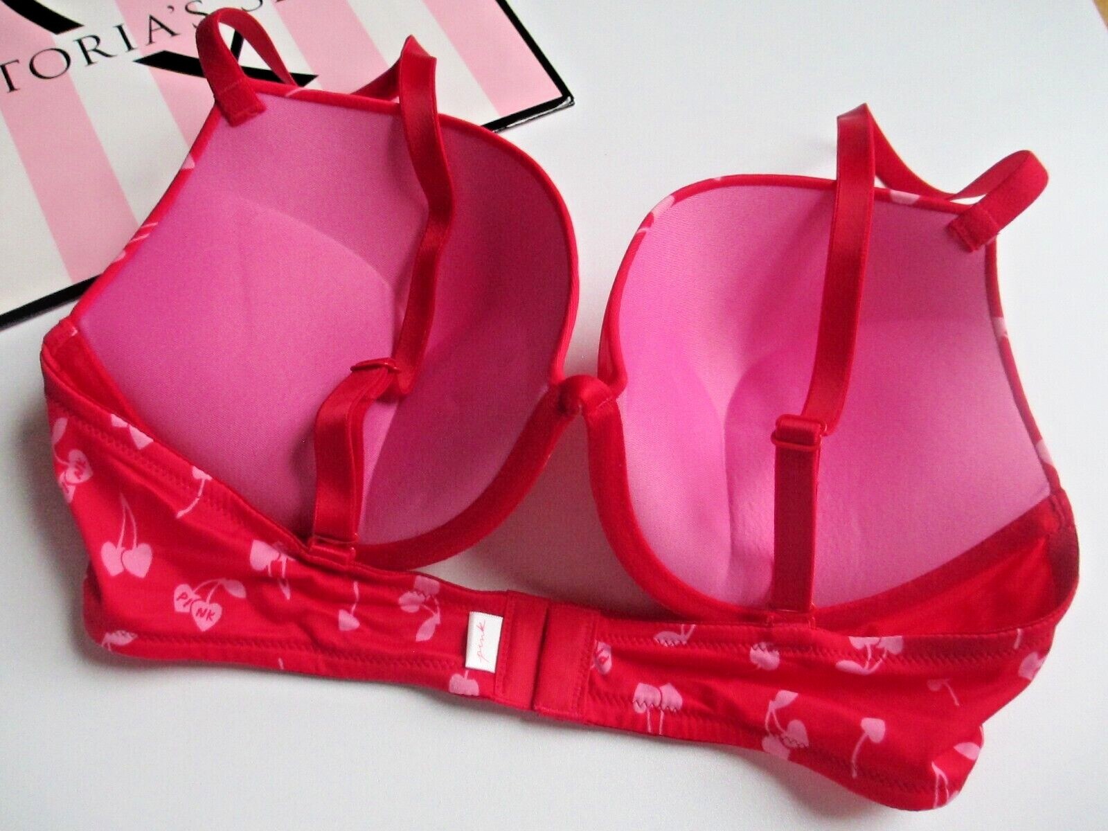 VICTORIA'S SECRET PINK Super Push-Up Bra VS Red Cherries 36C 36D 38B ...
