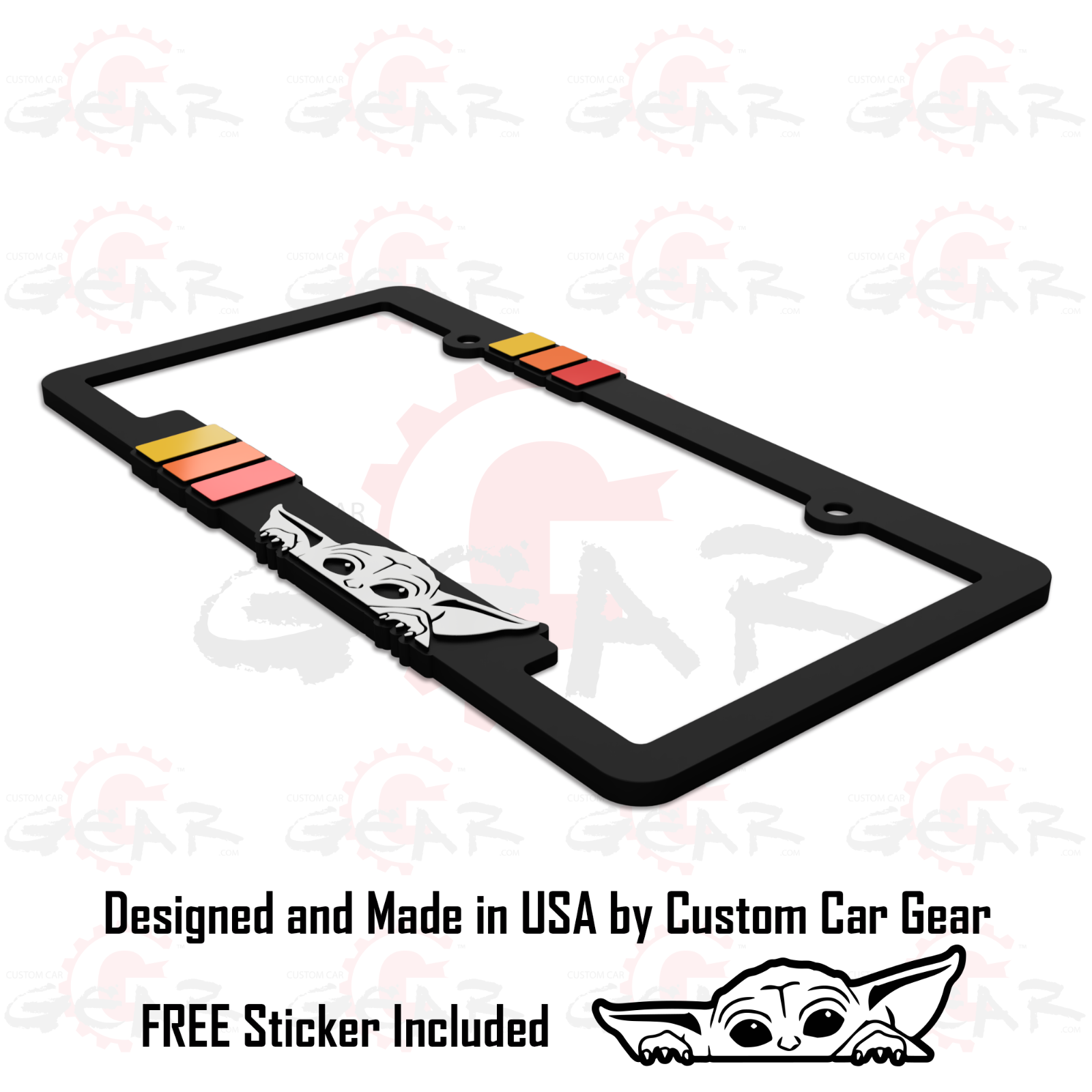 2 RETRO YODA-Grogu License Plate Frame Fits Toyota Tacoma & Valve Stem ...