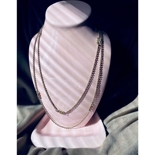 Vintage Gold Tone Dainty Lightweight Long Double Layer Row Chain ...