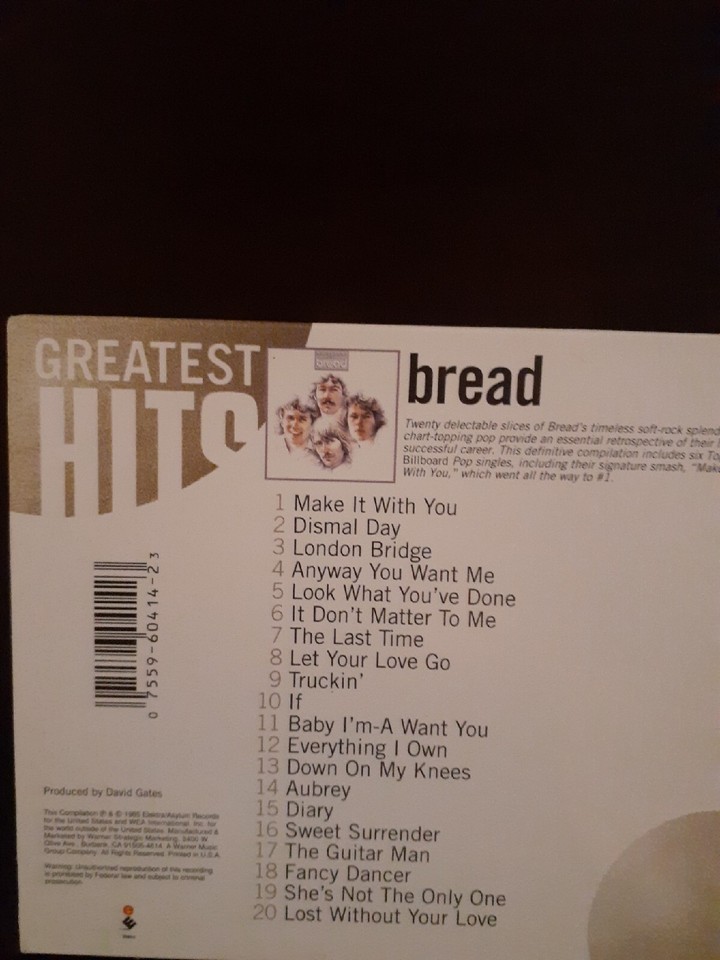 Anthology by Bread CD 75596041423| eBay