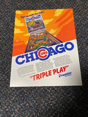 GOTTLIEB FACTORY ORIGINAL1985 CHICAGO CUBS TRIPLE PLAY PINBALL PROMO ...