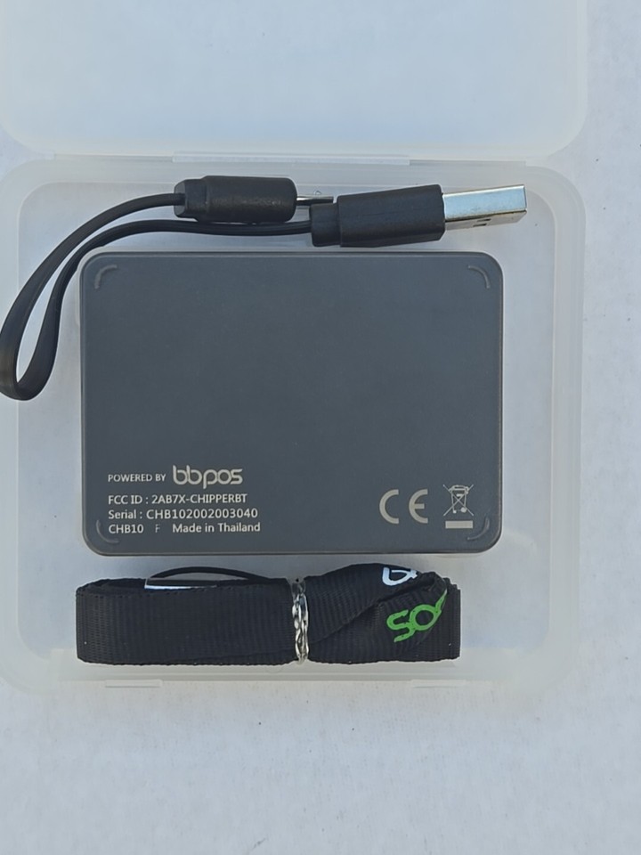 New BBPOS Chipper Bluetooth Card Reader 2AB7X Black w/ Case Cord Strap ...