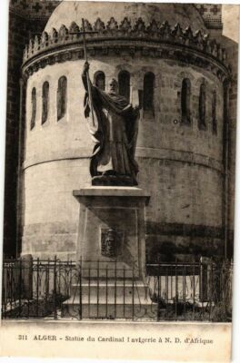 CPA AK Algérie Alger Statue Cardinal I avigerie á Notre Dame d'Afrique ...