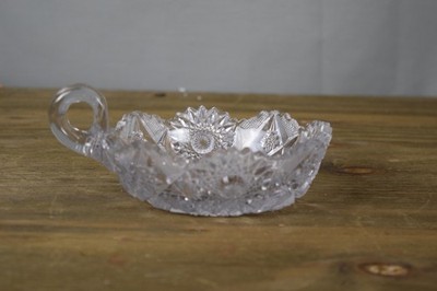 Vintage Clear Pressed Glass Handled Nappy Bowl Hobstar Pinwheel ...