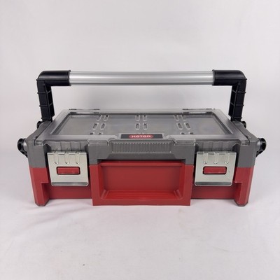 Keter Heavy Duty Latching Cantilever Tool Box Storage Organizer - Red ...