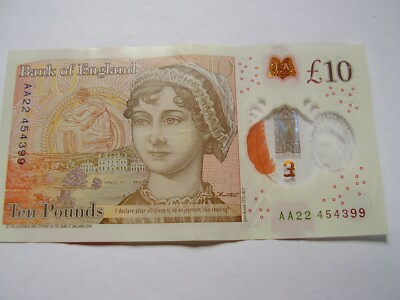 AA22 Bank Of England £10 Ten Pound Note THE QUEEN Plastic/Polymer AA22 ...