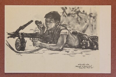 Combattant du F.N.L. Vietnamese boy rifle. Vietnam postcard Danh den ...