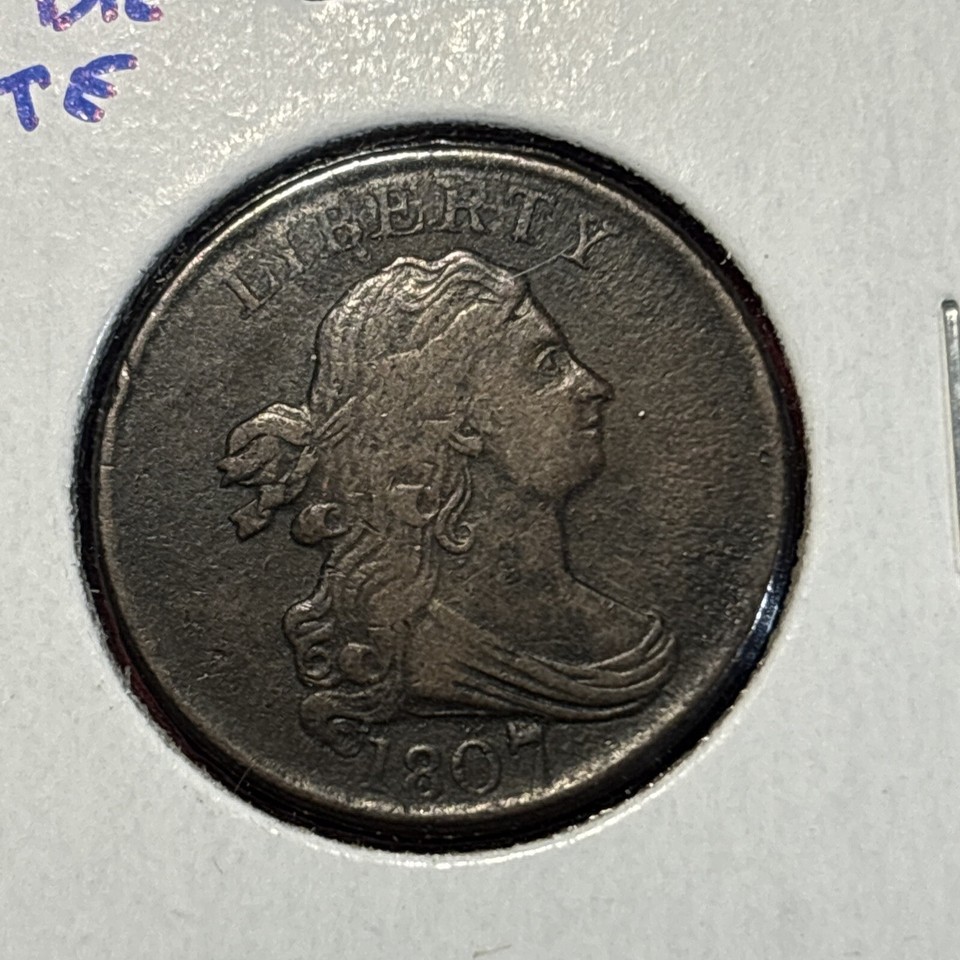 1807 Draped Bust Half Cent - US Copper Half Penny Coin Late Die State ...