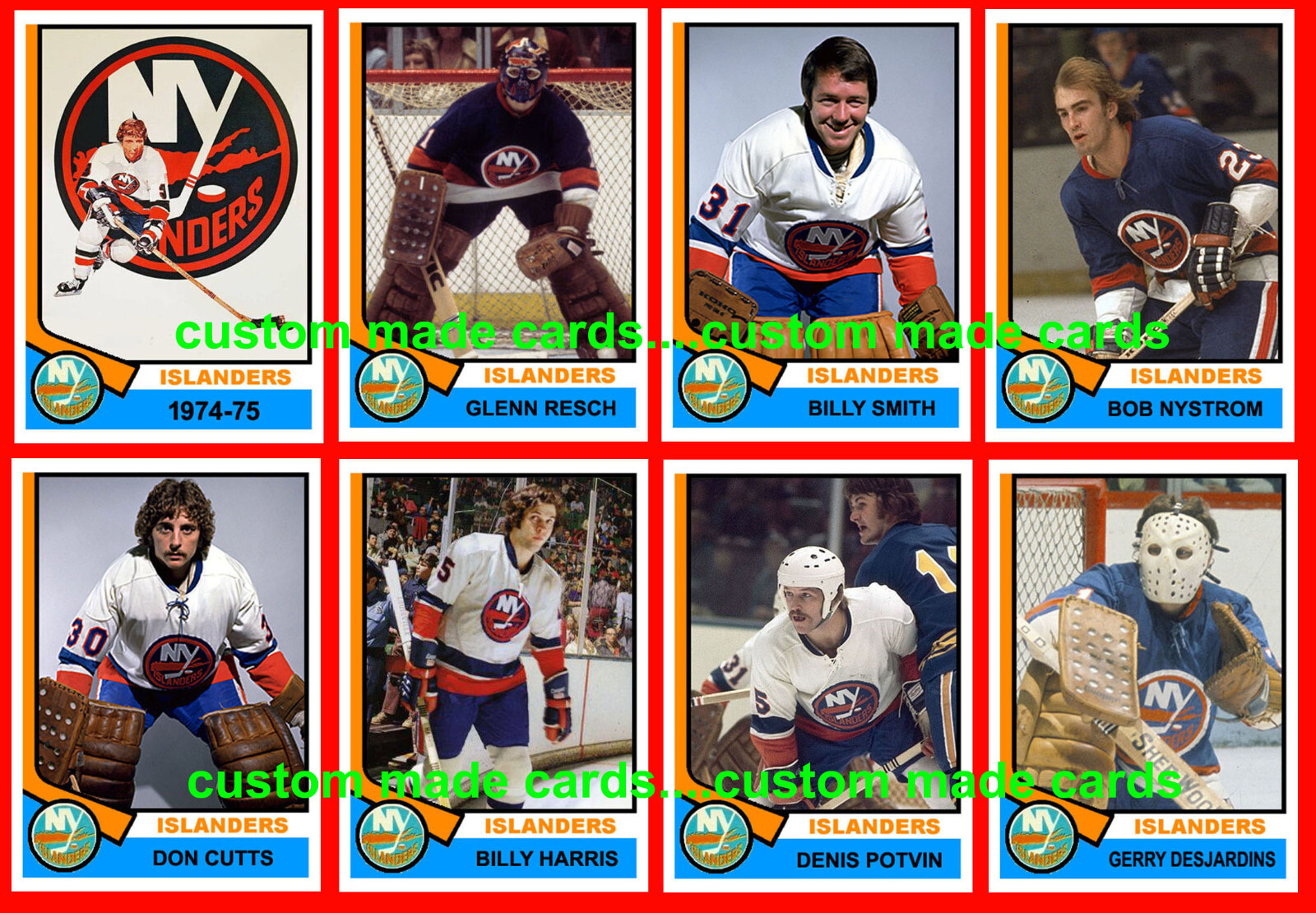 NEW YORK ISLANDERS 30 Diff Hand Made Hockey Art Photo Cards 2.5” x 3.5 ...