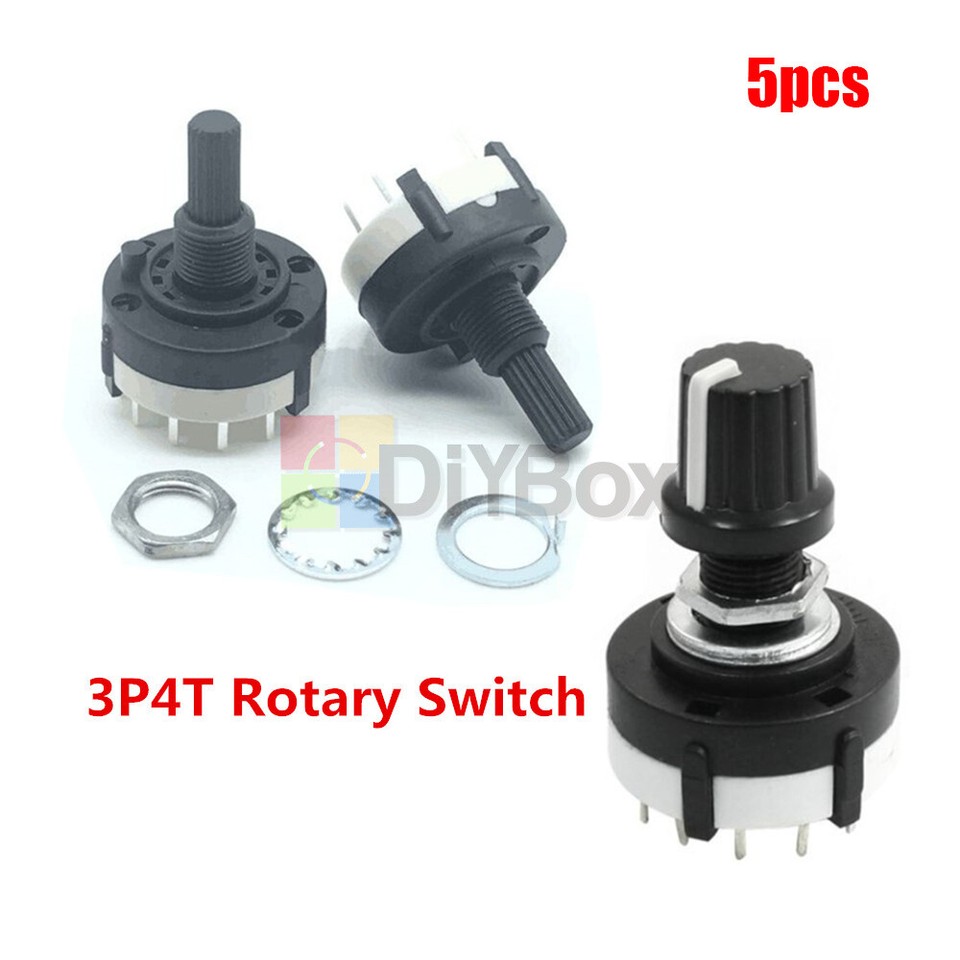 5PCS 3P4T 3 Pole 4 Position Single Wafer Band Selector 26mm Rotary ...