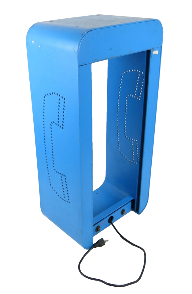 Vintage Aluminum Blue Pay Phone Booth Telephone Enclosure w/ Working ...