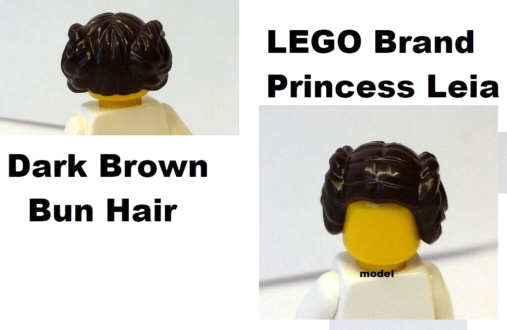 LEGO Minifigure Hair with Side Buns Princess Liea Dark Brown Wig Star ...