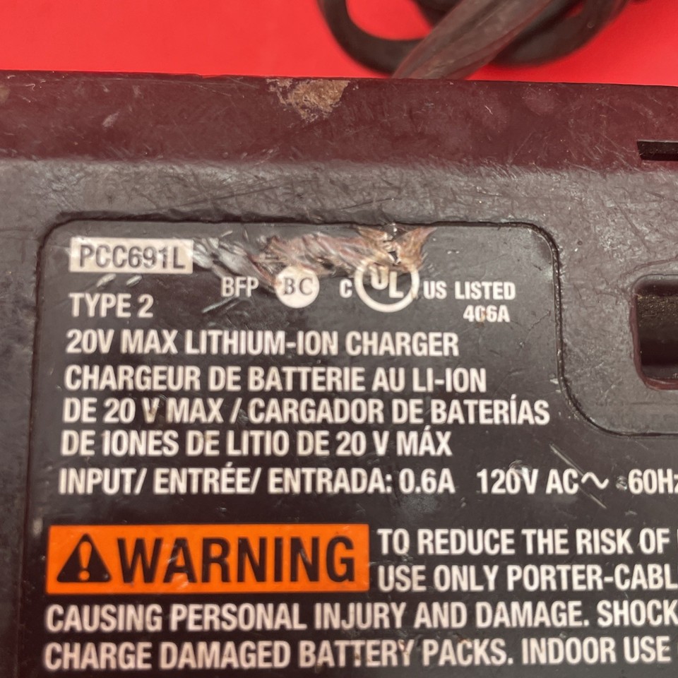 Porter Cable Battery Charger PCC691L 20V Max Lithium OEM - USED | eBay