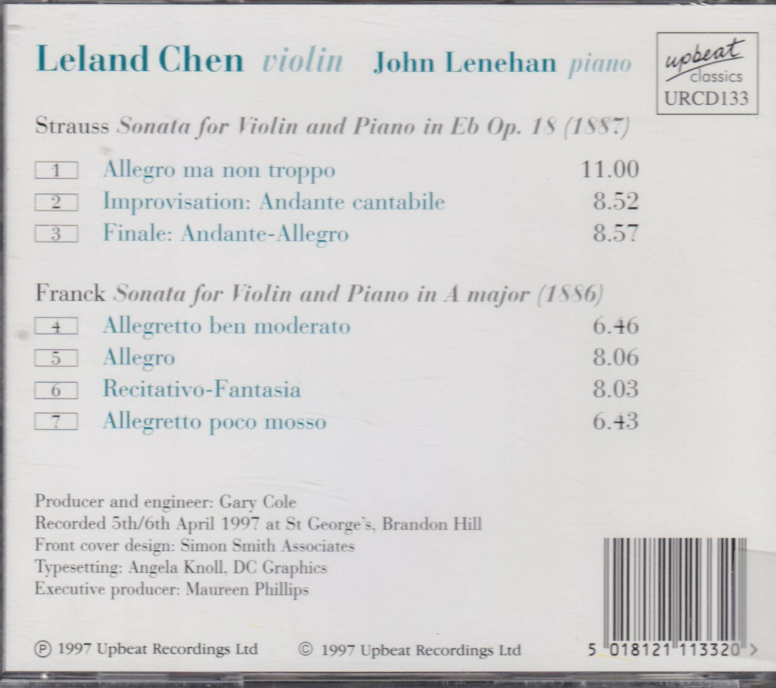 Strauss & Franck Violin Sonatas by Leland & John Lenehan Chen (CD, 2012) for sale online | eBay