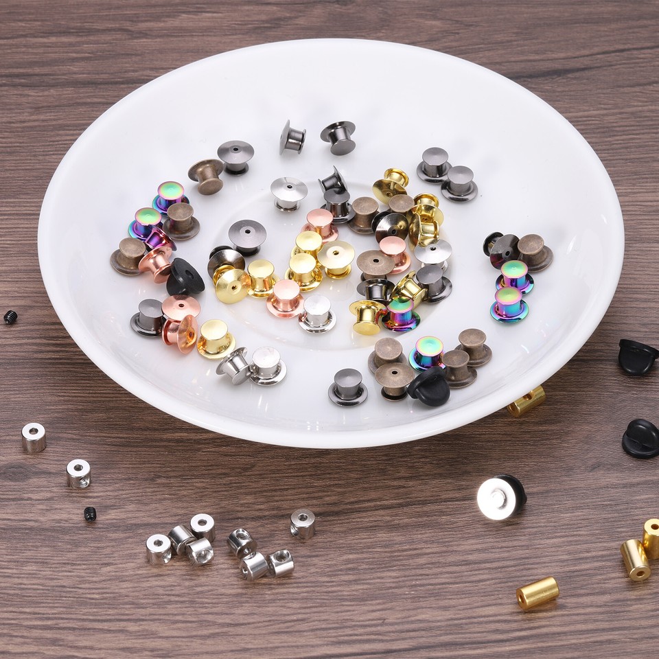 100stk Metall Pin Rücken Federgeladene Pinhalter Verriegelung Pinhalter ...