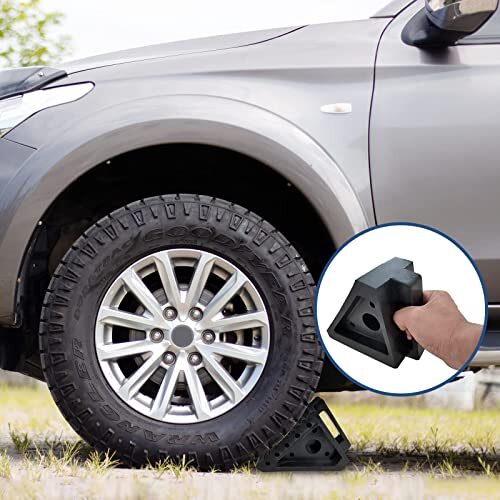 4 Packs Durable Solid Rubber Wheel Chocks Heavy Duty Premium Tire Chock ...