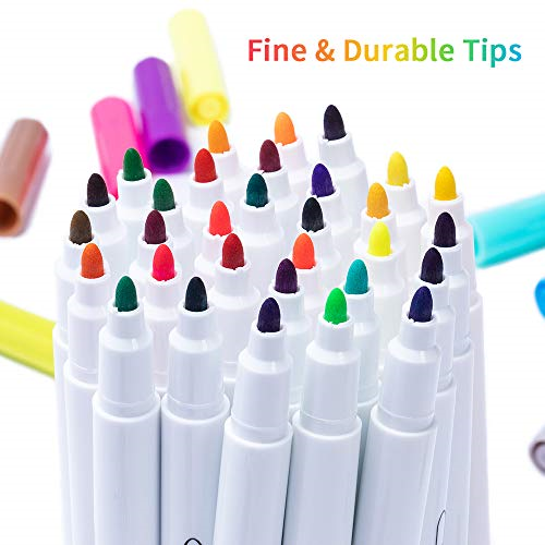 Fabric Markers Pen, 32 Colors Permanent Fabric Paint Pens Art Markers ...