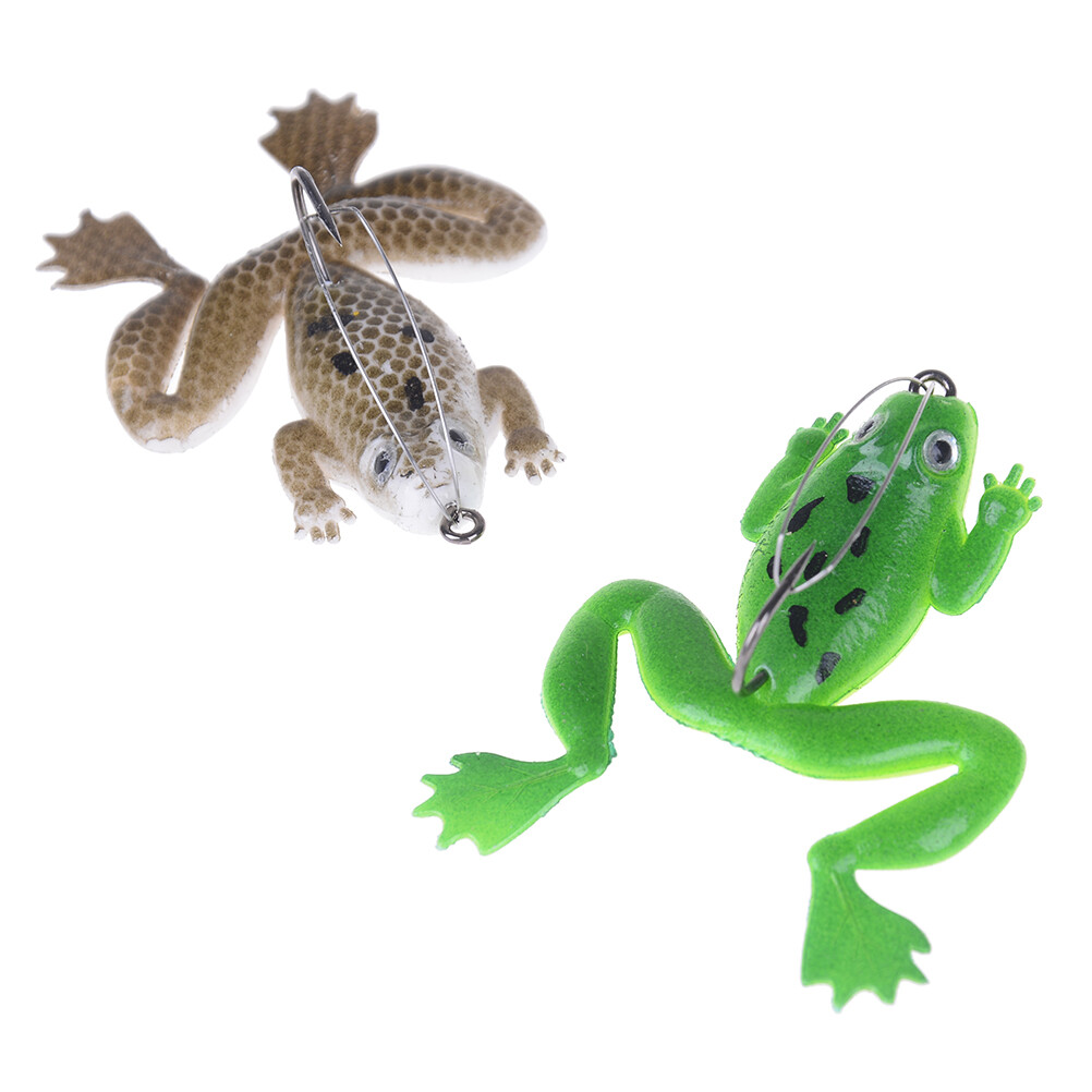 Lot 1Pcs Plastic Frog Fishing Lures ass Spinner Bait Weedless Hook ...