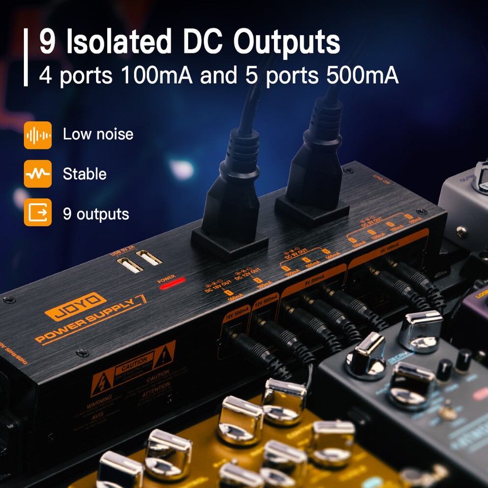 JOYO 1200W AC Power Adapter Socket 10 Ports Guitar Pedal Power Supply ...