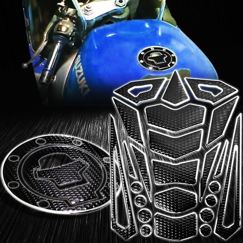 16PC Perforate Gas Tank Pad+Fuel Cap Cover 97-03 GSXR-600/750/1000 ...