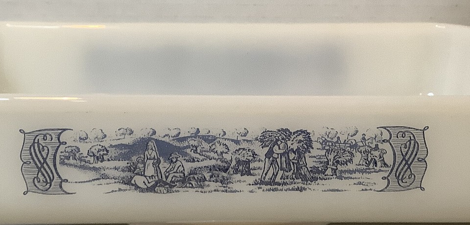 Glasbake Currier And Ives Baking Dish Rectangle Blue Farm Scene | eBay