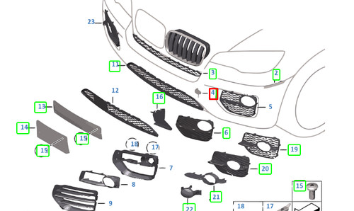 BMW X6 E71 FRONT BUMPER RIGHT SIDE TOW HOOK EYE CAP 51117074460 08-13 ...