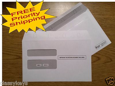 200/pk ~ W-2 ENVELOPES for 2-up tax forms SELF-SEAL 9-1/4"x5-5/8" #6666 ...
