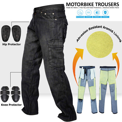 Denim Motorcycle Motorbike Work Cargo Trousers Jeans With Protection ...