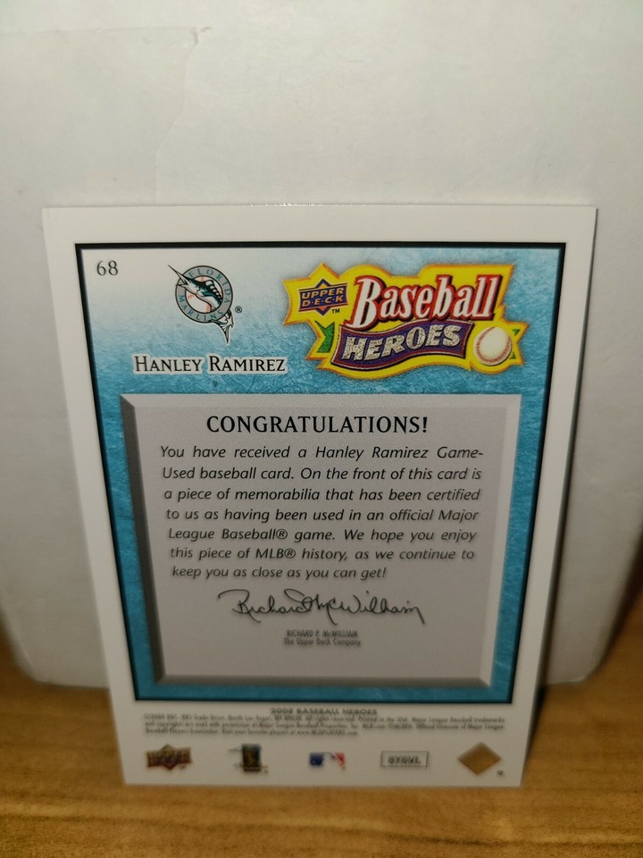 2008 HANLEY RAMIREZ UPPER DECK BASEBALL HEROES GU JERSEY 152/200 ...