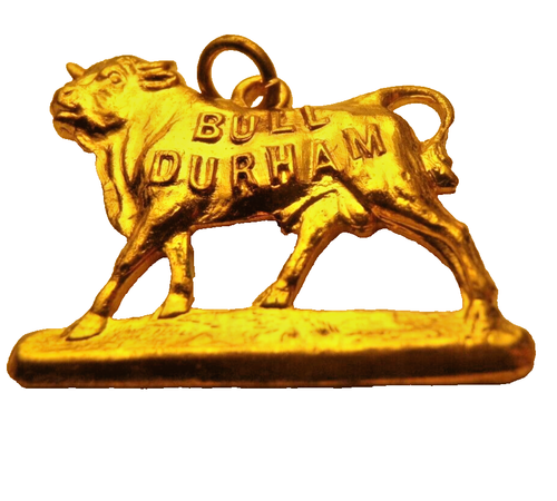 VTG 14K GOLD PLATE BULL DURHAM STEER TOBACCO WATCH FOB CHARM NECKLACE ...