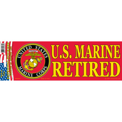 BUMPER STICKER -U.S. MARINE CORPS RETIRED- 3-1/2"X10" (0065) | eBay